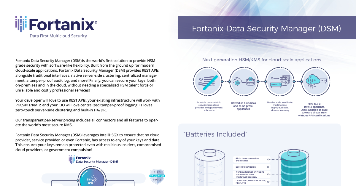 Fortanix Data Security Manager - One Pager | Fortanix