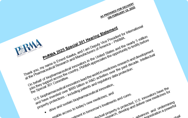 PhRMA 2025 Special 301 Hearing Statement | PhRMA