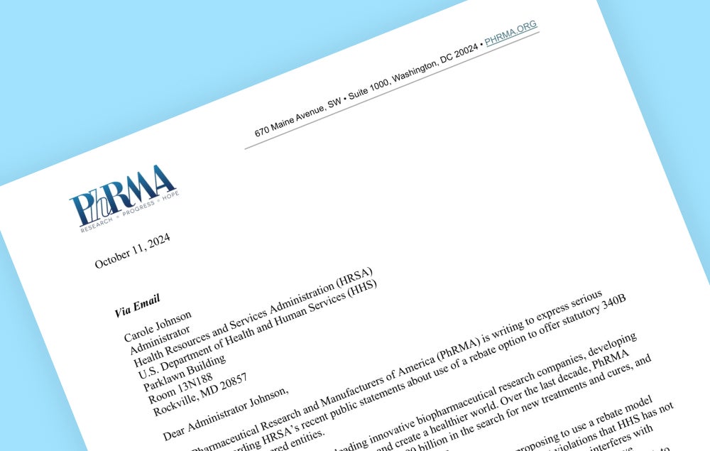 PhRMA Letter to HRSA and HHS Regarding Duplicate Discounting in 340B ...