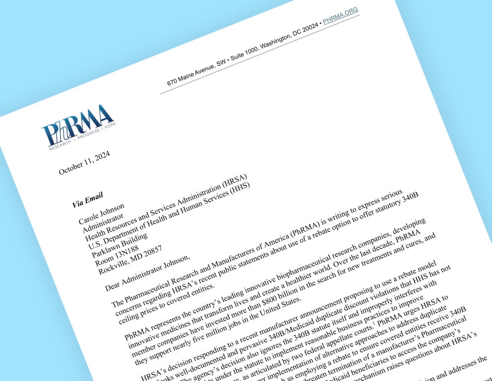 PhRMA Letter to HRSA and HHS Regarding Duplicate Discounting in 340B ...