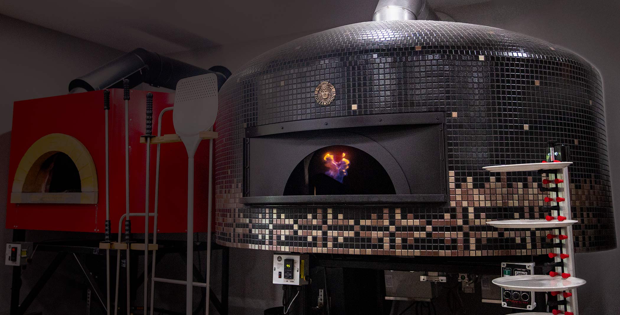 napoli twister rotating brick oven with gas flame inside